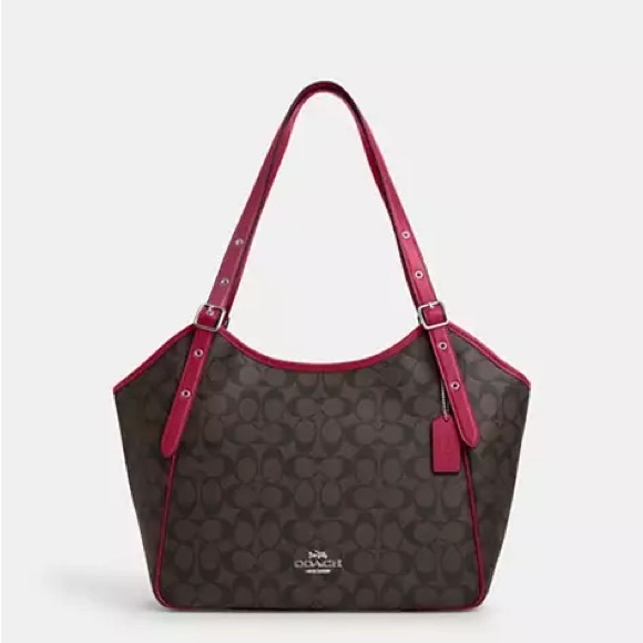 Coach | Bags | Coach Signature Meadow Shoulder Bag In Brown And Berry ...